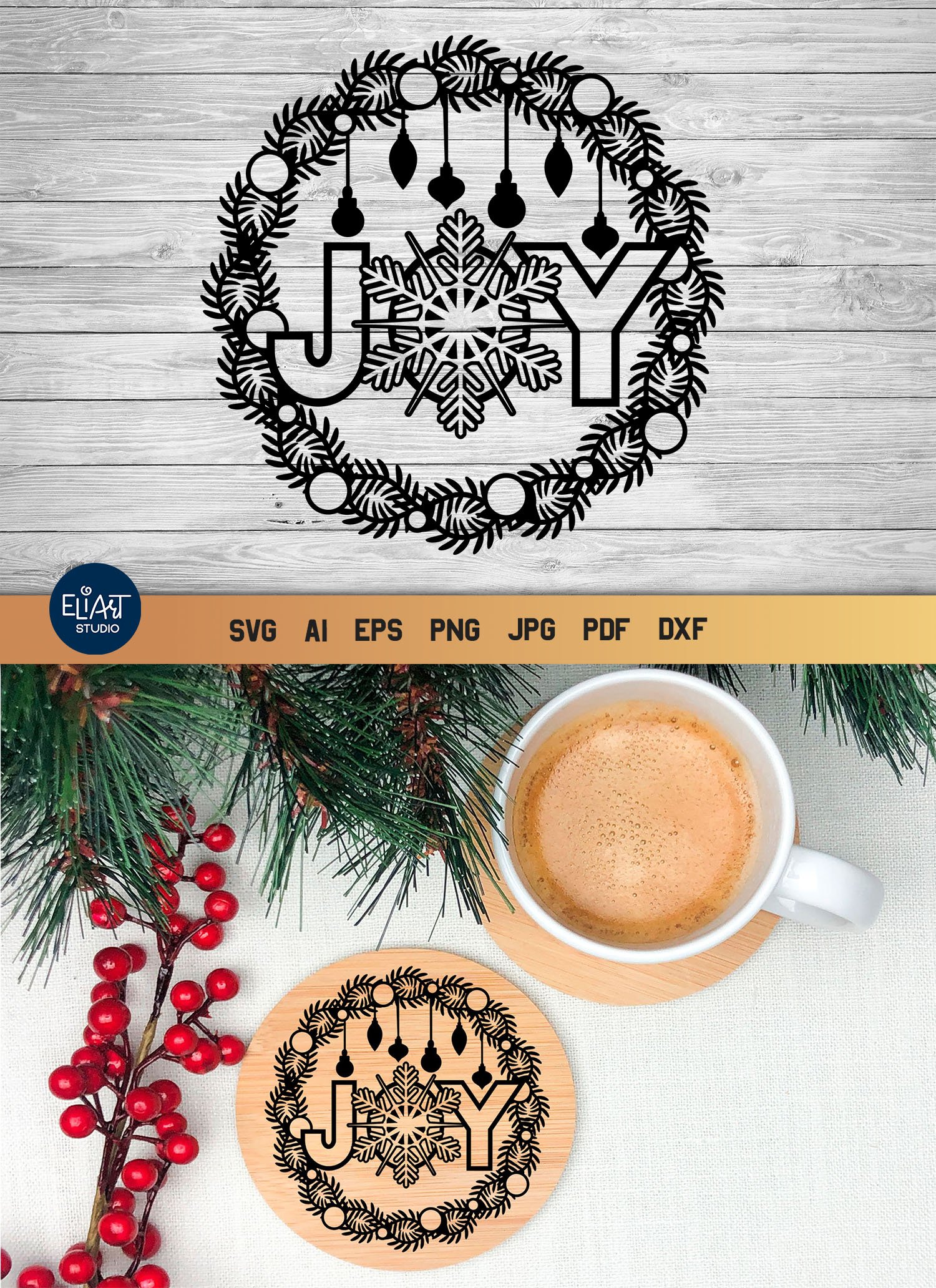 Joy SVG | Christmas SVG Ornament | Christmas Tree Decor