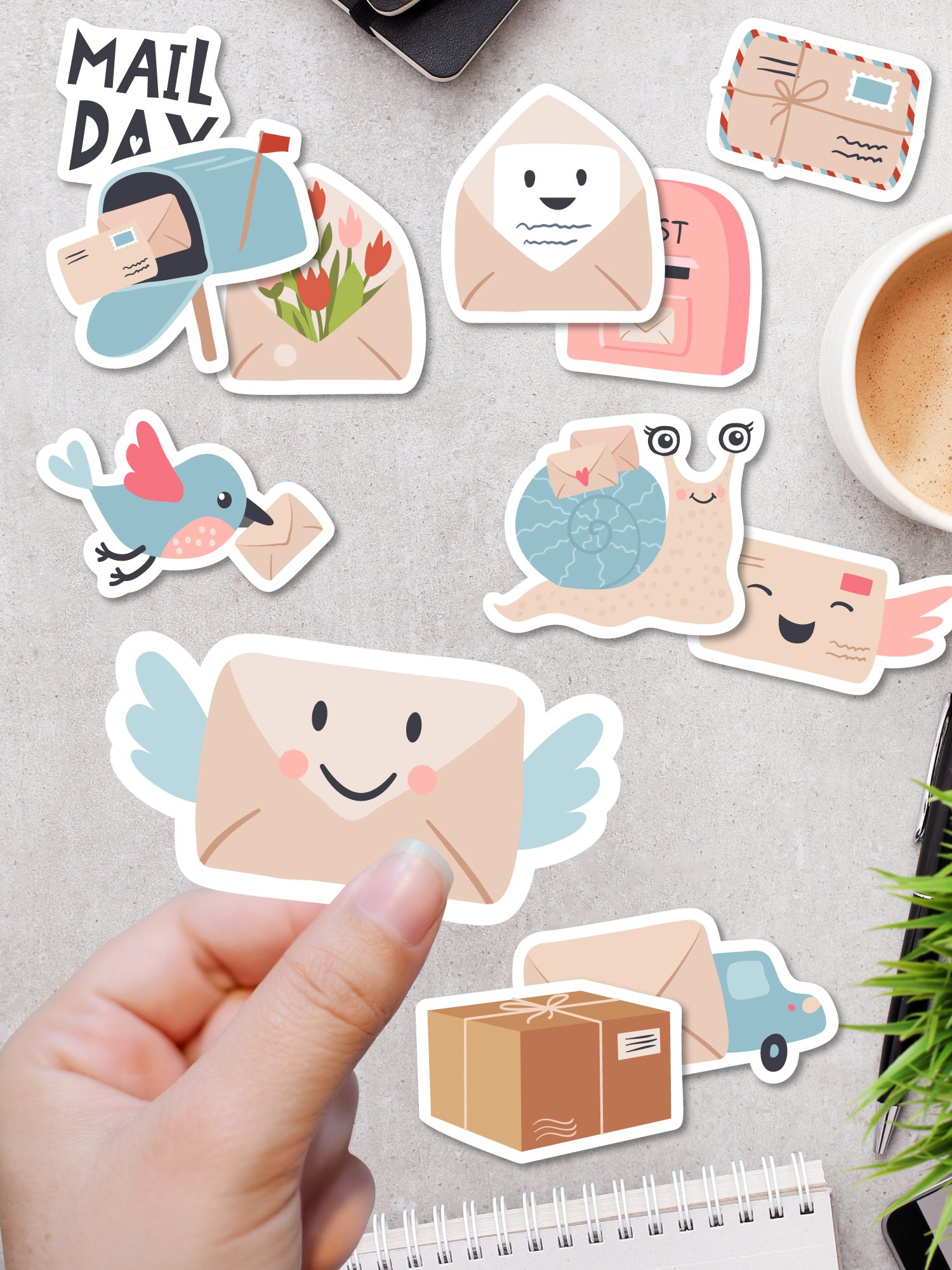 Mail Stickers, 12 Printable PNG