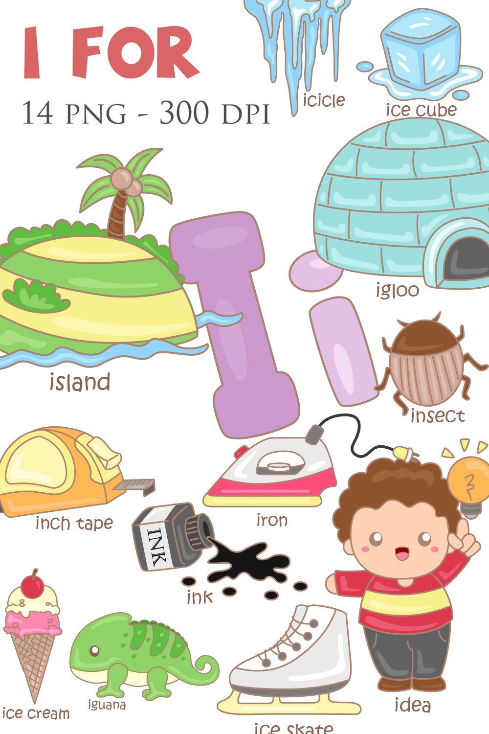 Alphabet I For Vocabulary Word Letter Illustration Clipart
