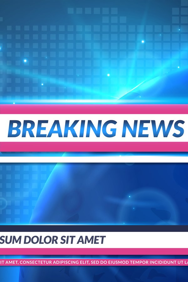Breaking news. Tv reporting screen banner template design. B