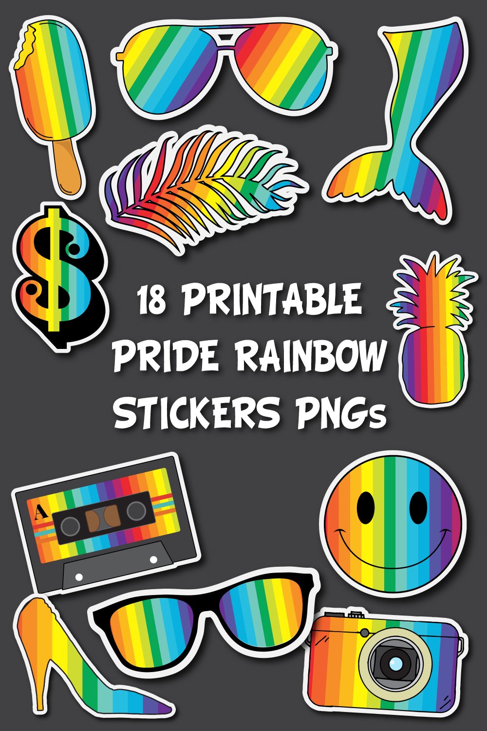 Gay Pride LGBTQ Printable Rainbow Stickers Pack