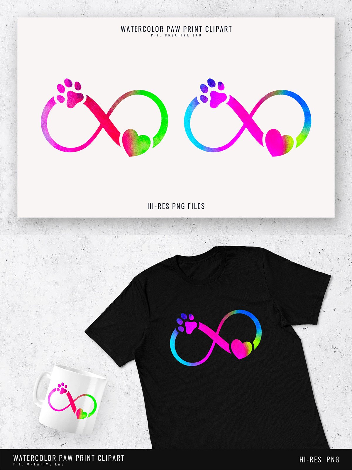 Dog Love Infinity Paw Print Sublimation Clipart