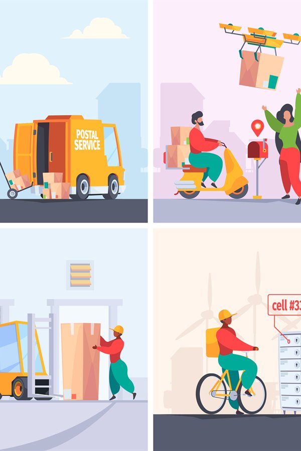 Letter delivery. Post office mailboxes and delivery services