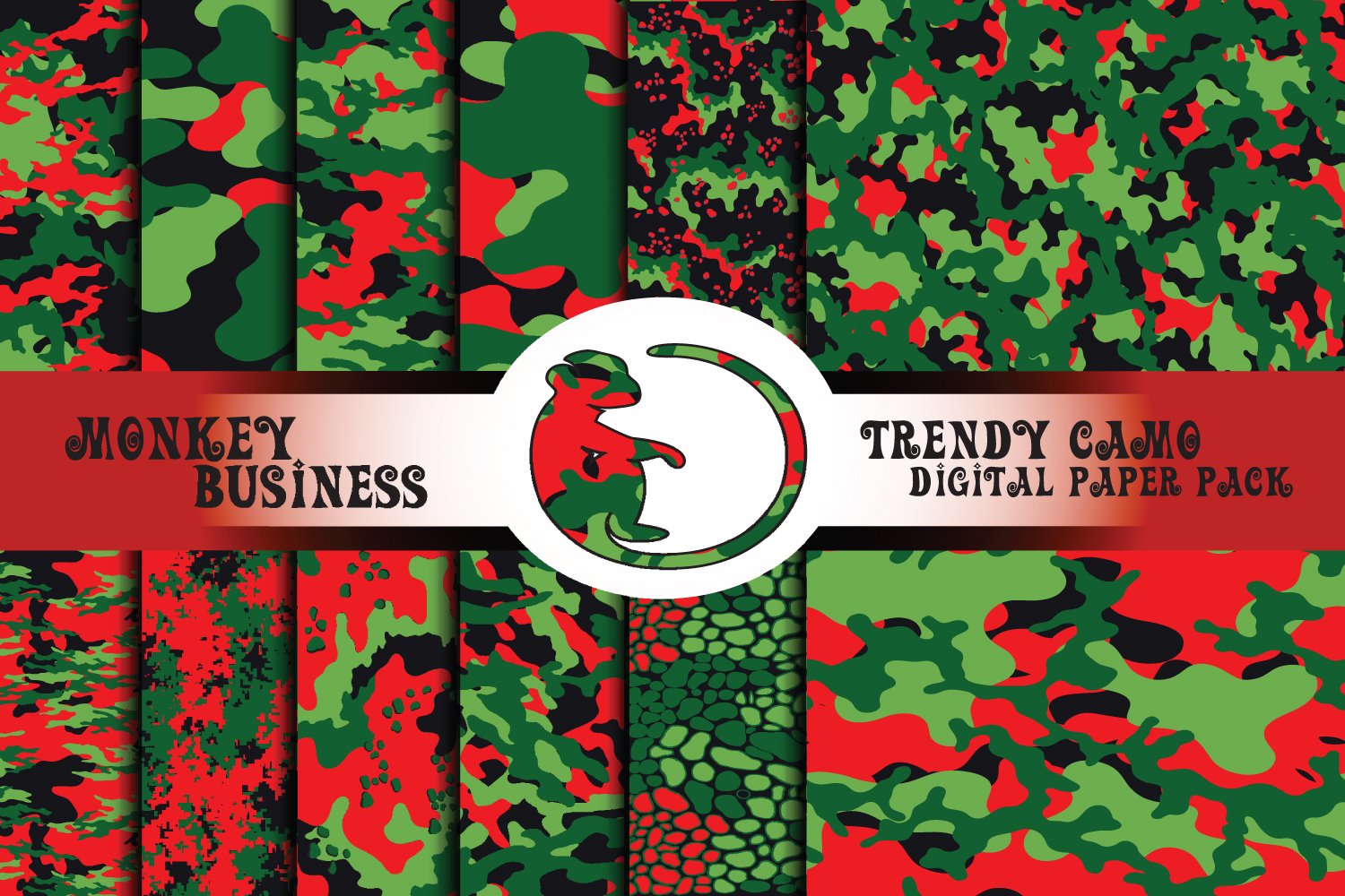 Colorful camouflage digital papers, Scrapbook papers, Print