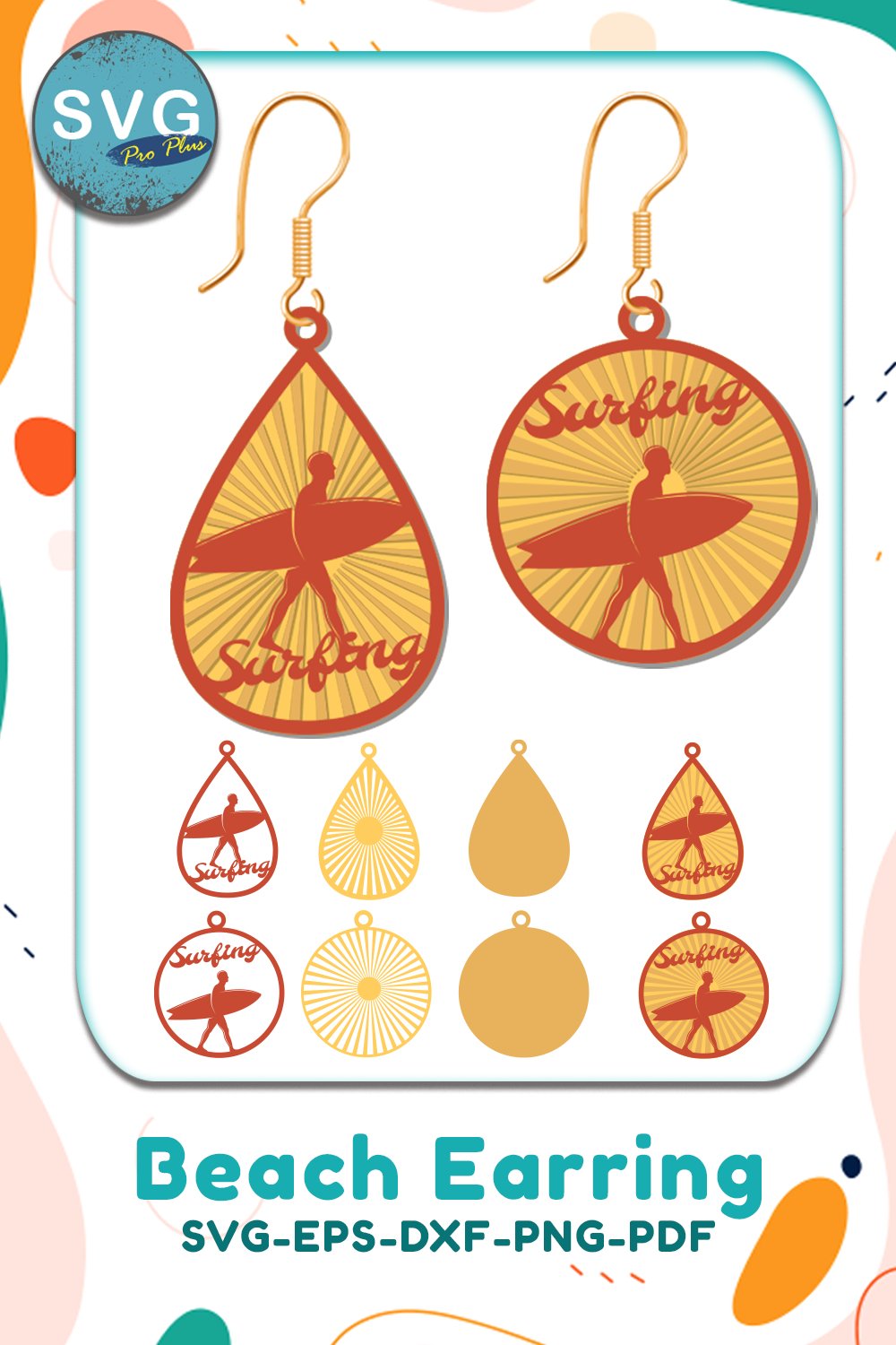 Retro Beach Earring svg Summer earring svg, (2535484)
