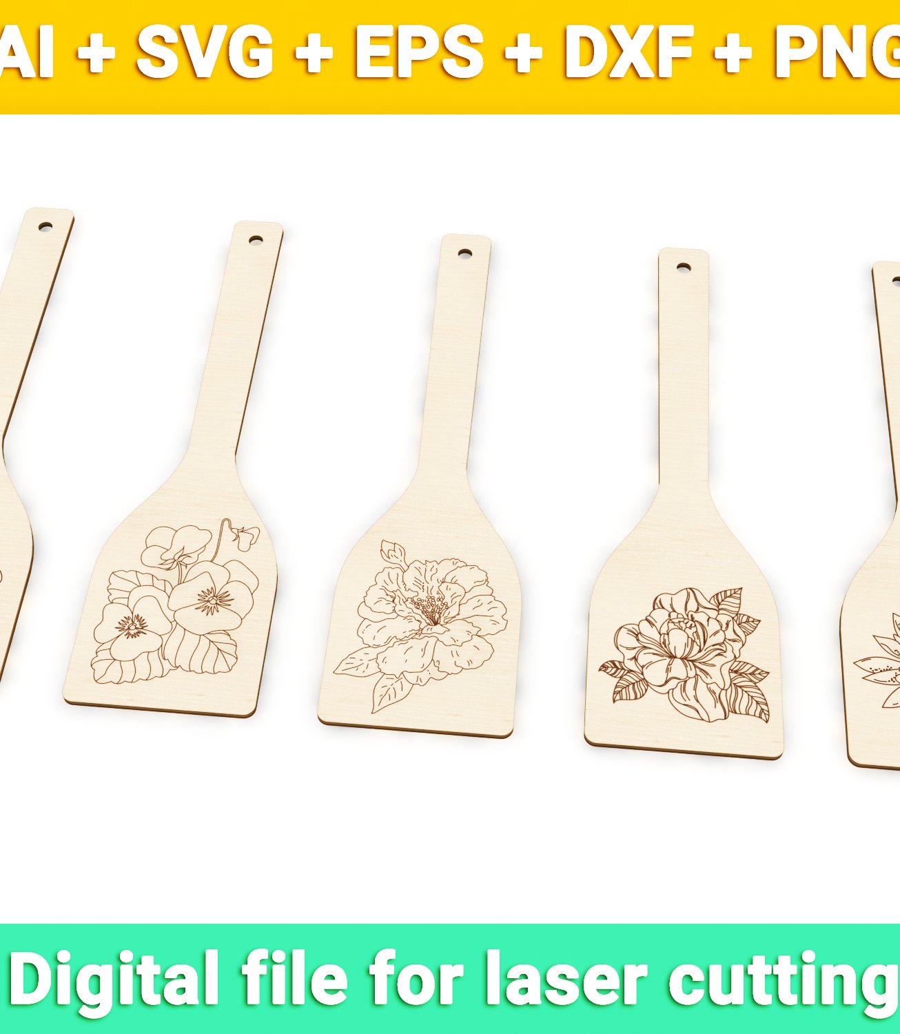 Spatula set for hot vector for CNC svg vector file