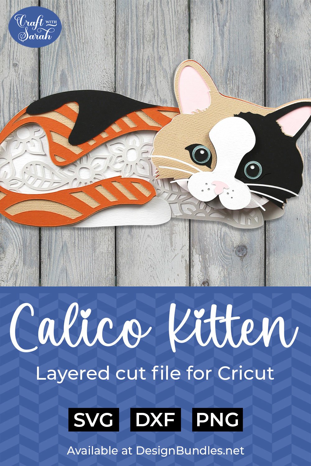 Calico Kitten SVG | 3D Layered Calico Kitten SVG