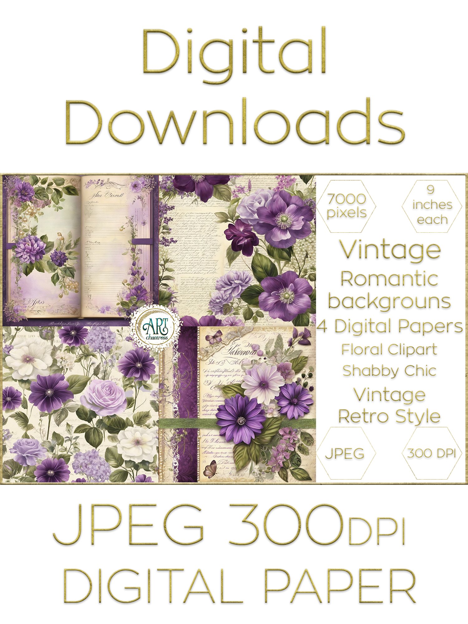 Vintage Floral Purple Violet Romantic Retro (4085721)
