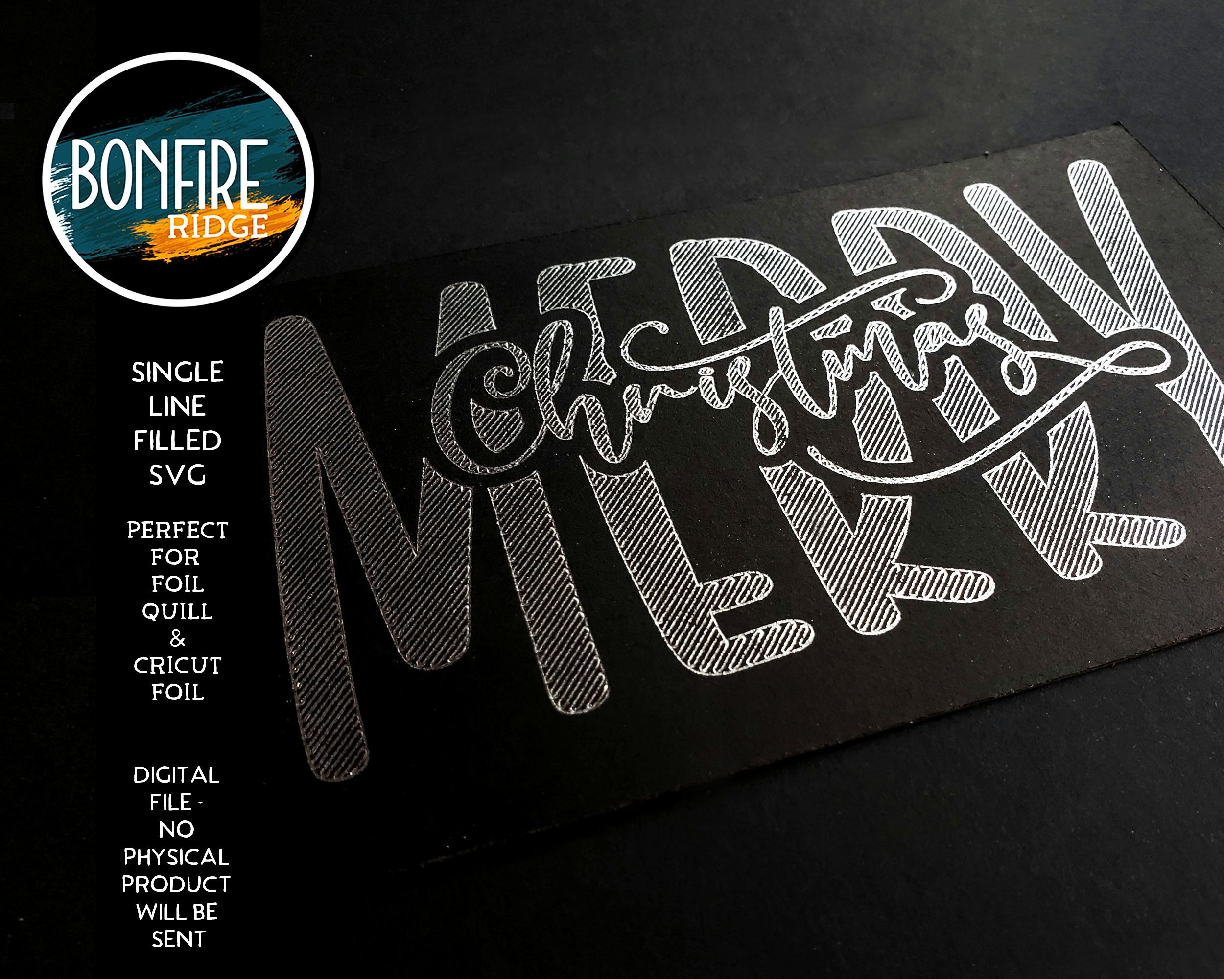Foil Quill Foil Filled SVG Single Line Merry Christmas