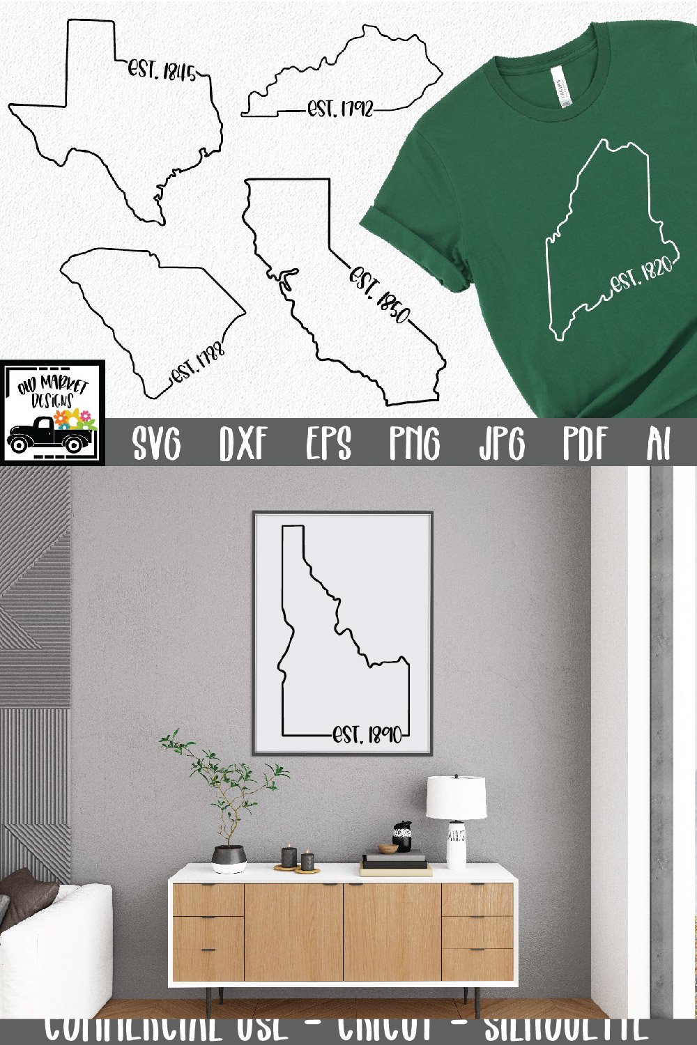 50 States SVG Bundle - Date Established State SVG Cut Files