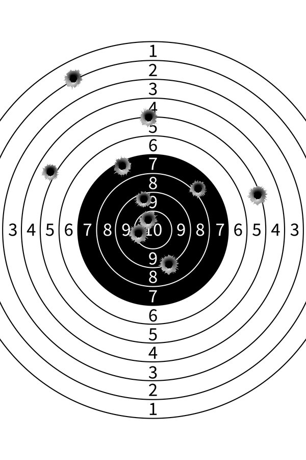 Gun target with bullet holes vector illustration