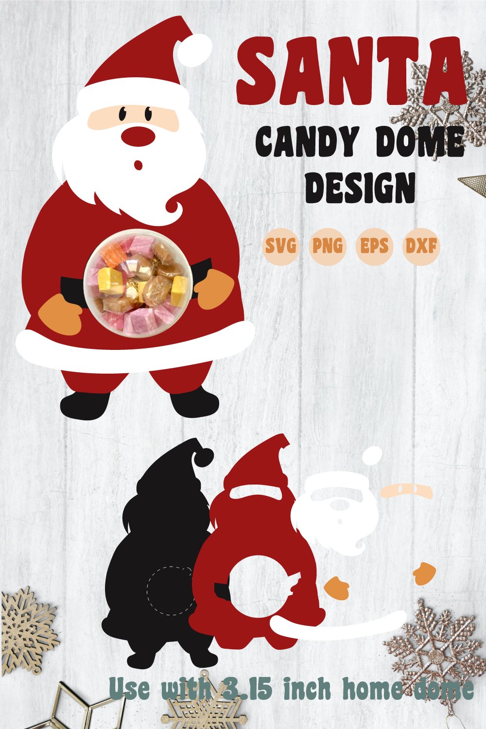 Santa Christmas Ornament | Candy Dome Svg | Santa SVG