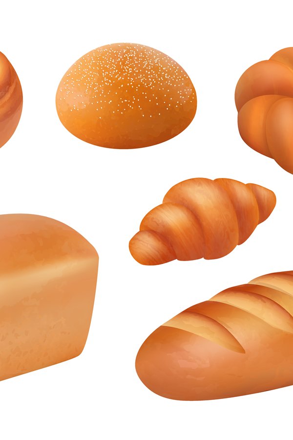 Bread realistic. Bakery food fresh tasting products french l