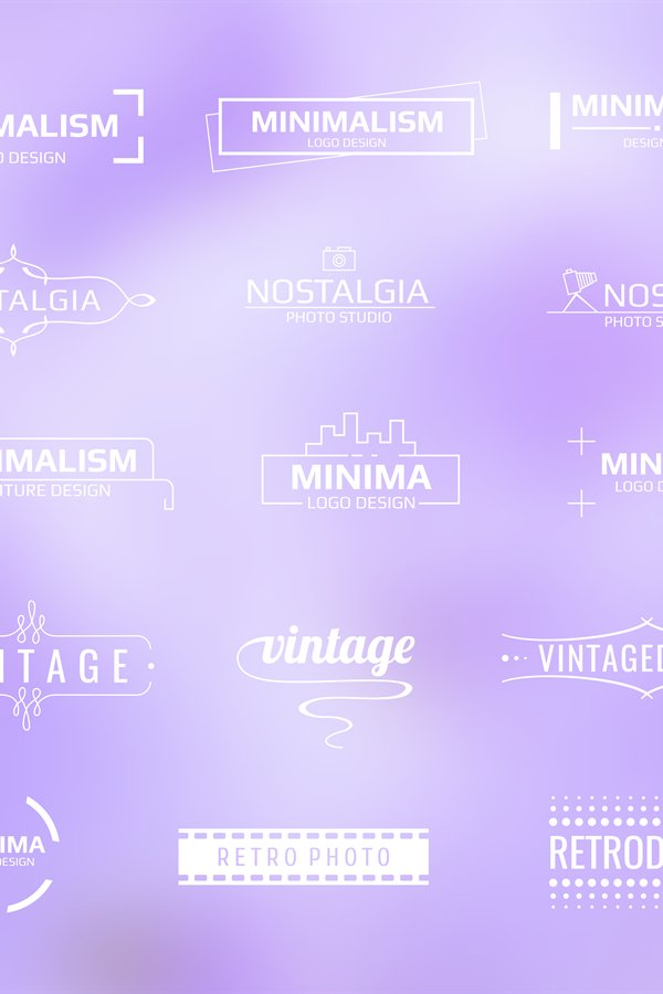 White minimal modern vector logos. Vintage labels set