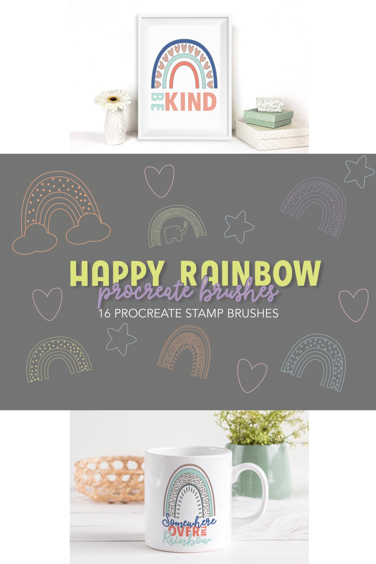 Happy Rainbow Stamp Brushes for Procreate (1166561)