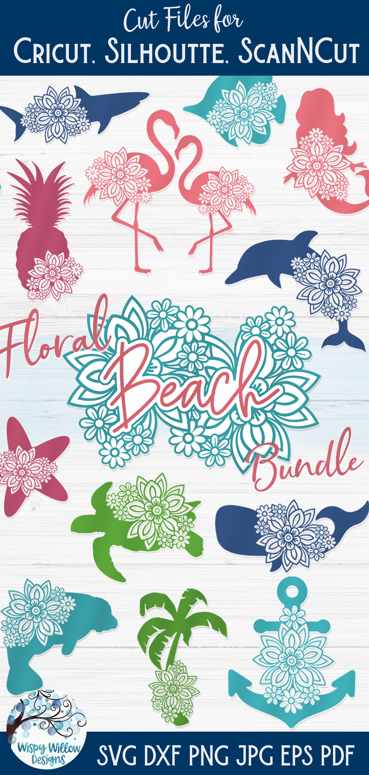 Floral Beach Bundle | Summer Floral Animal SVG Cut (612889)