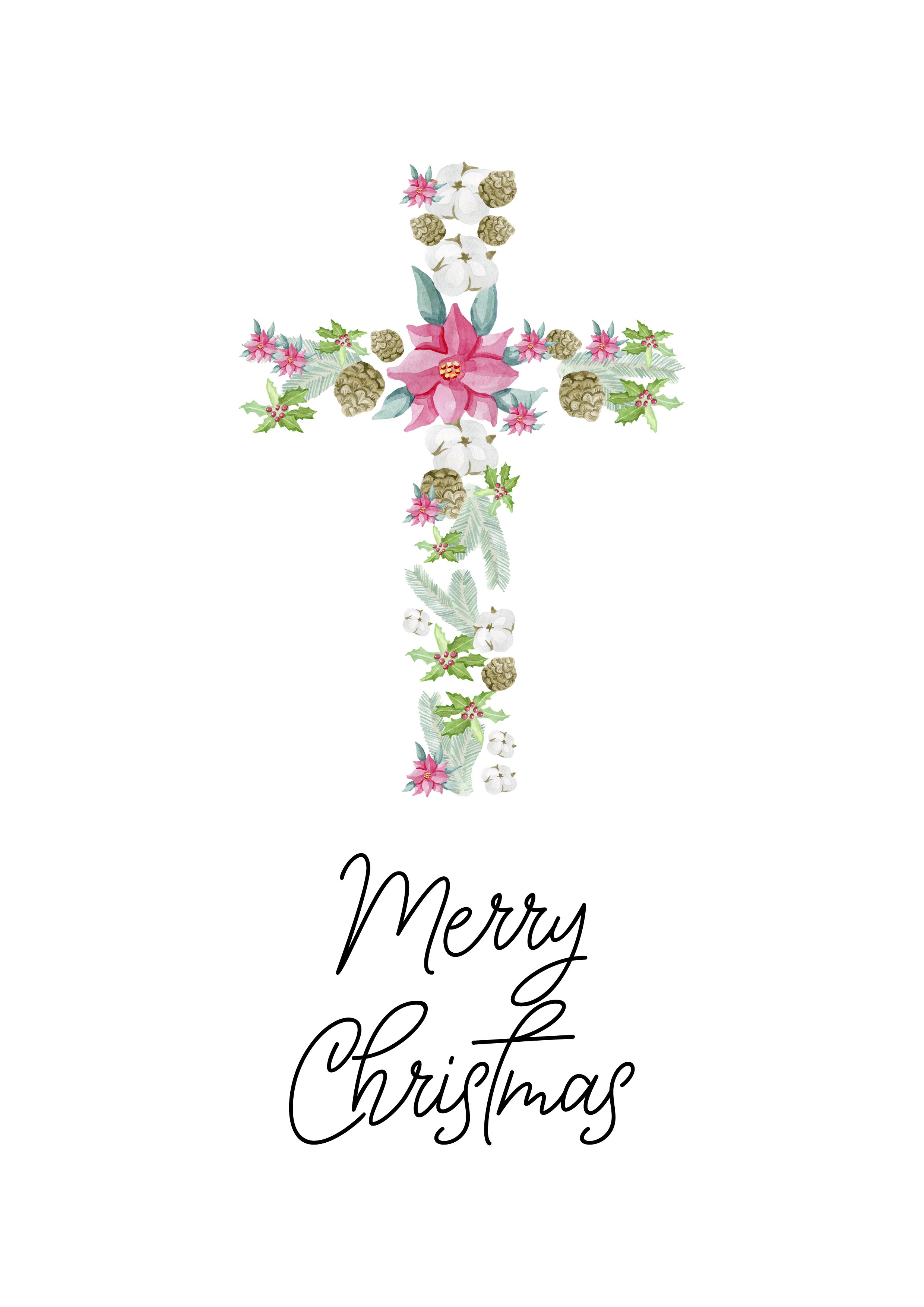 Cross of Flowers. Merry Christmas