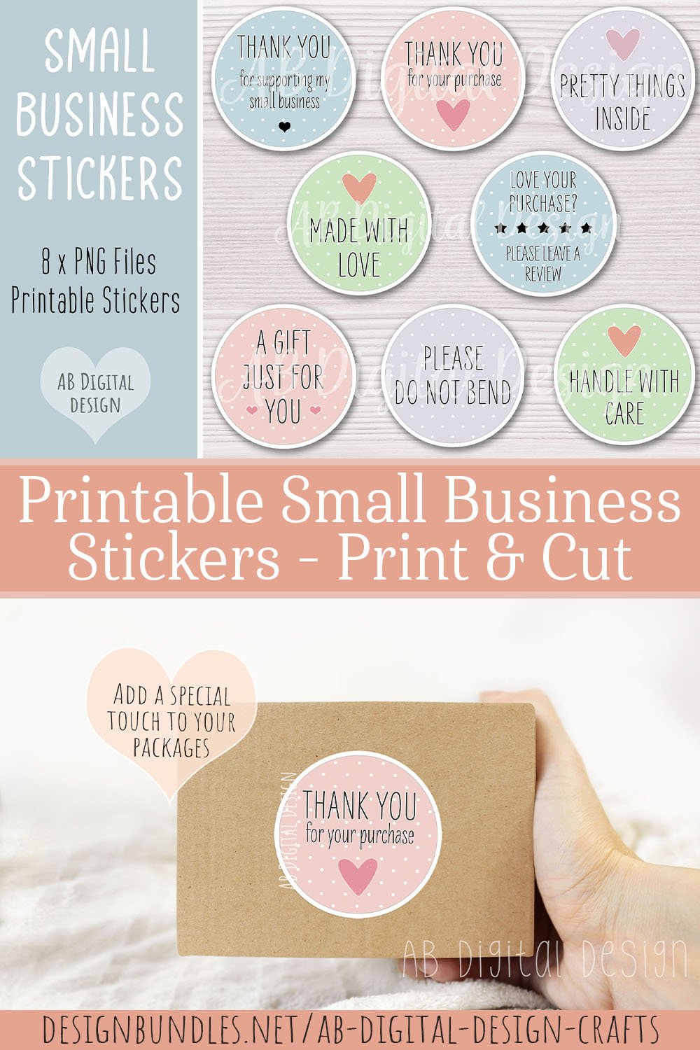 Cute Pastel Small Business Packaging Stickers Bundle