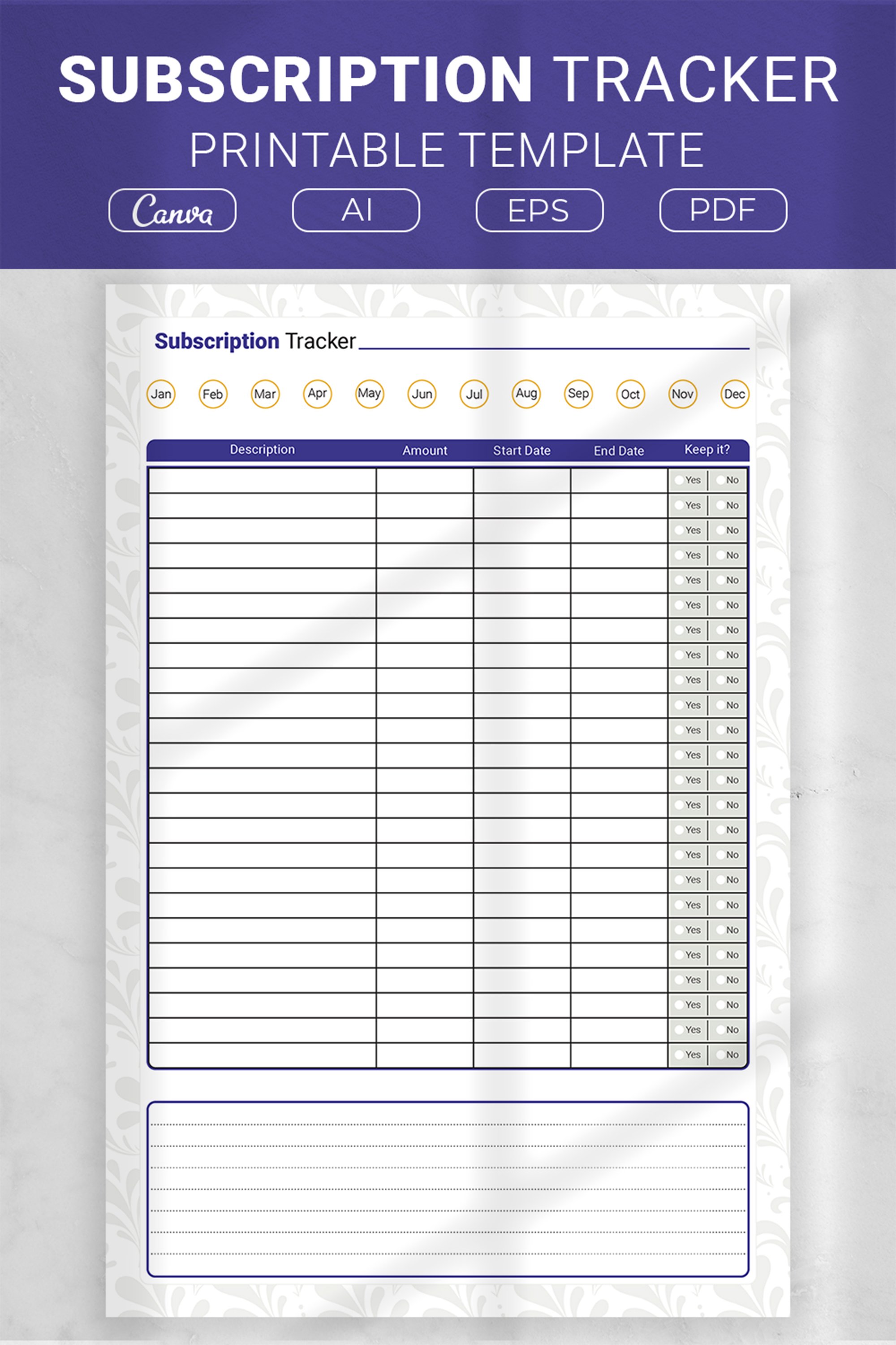 Subscription Tracker Template