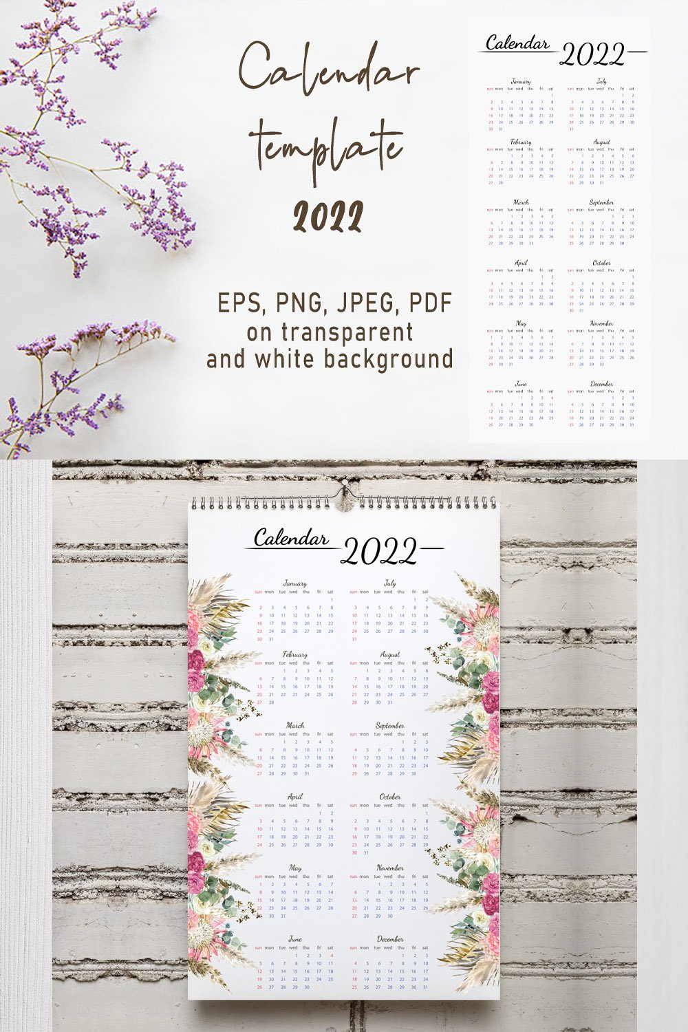 2022 vertical calendar template