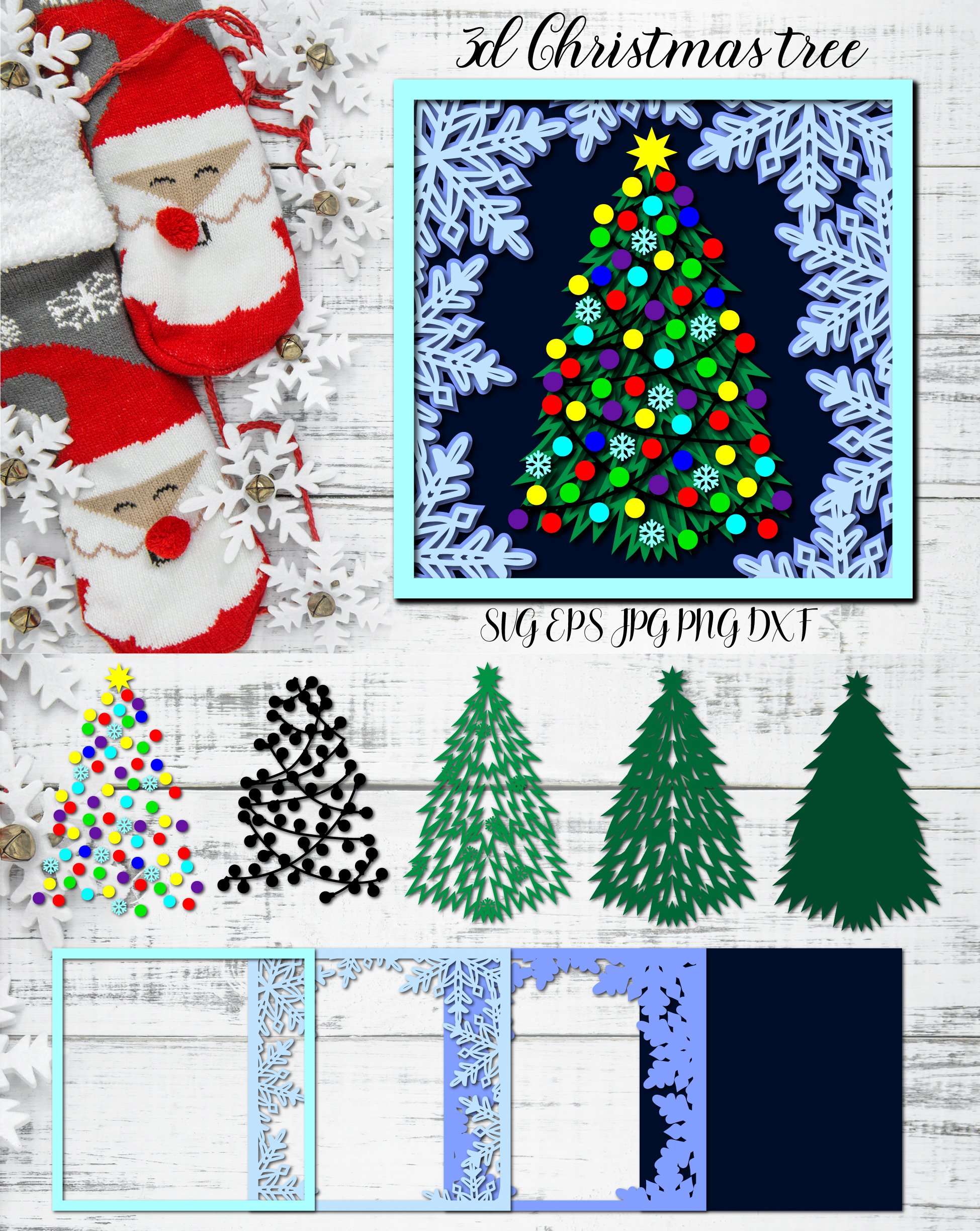 3d santa svg. Layered Chtistmas paper cut file. (2198385)