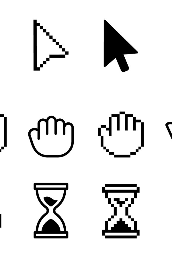 Pointer cursor icons. Computer web arrows mouse cursors and