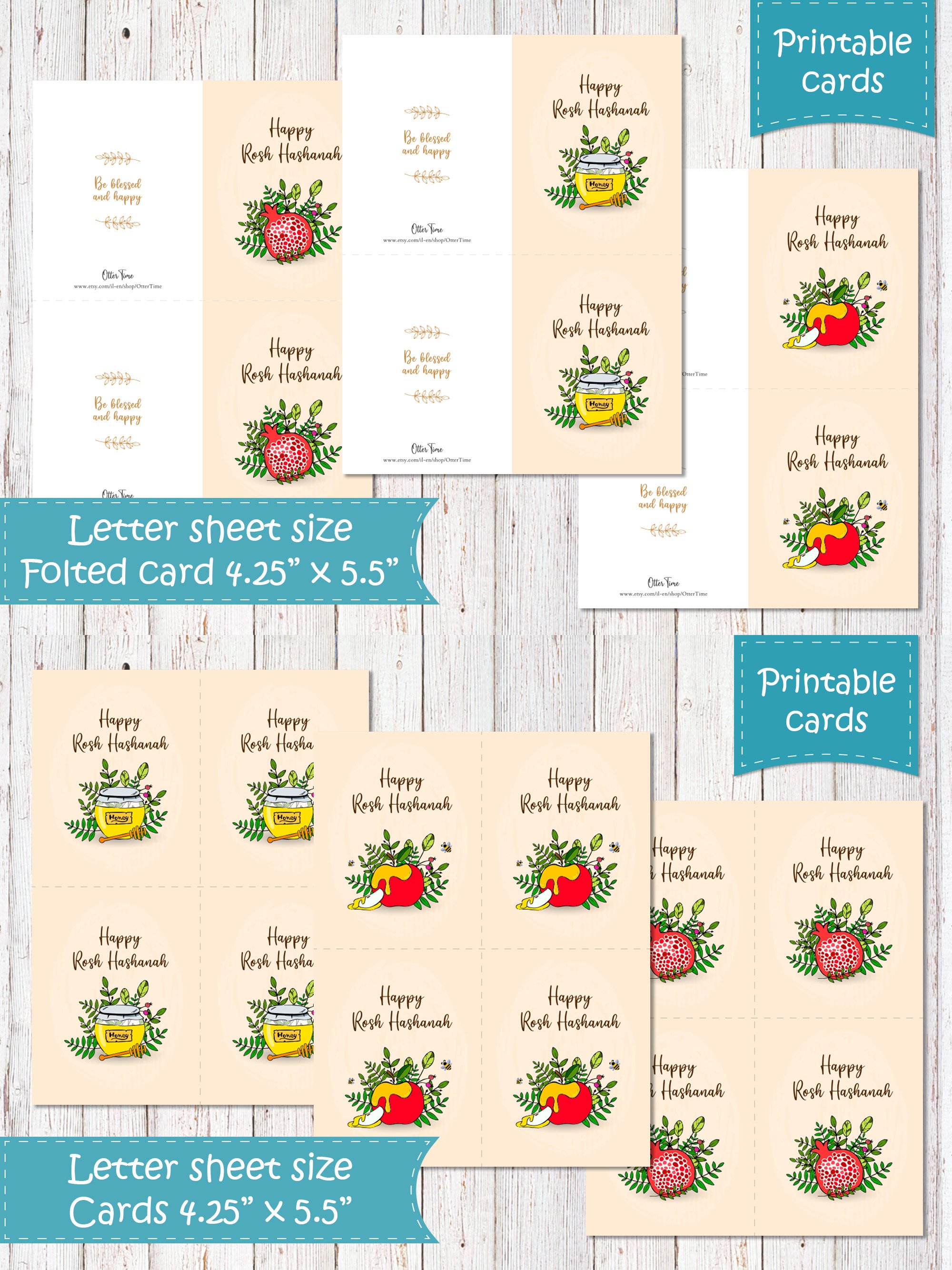 Rosh Hashanah printable greeting cards | Shana Tova card set