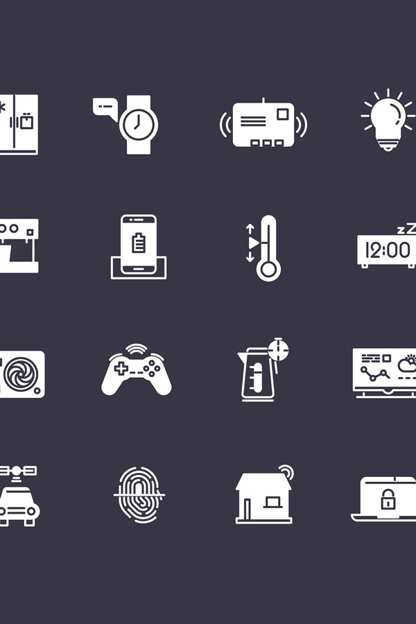 Smart home white icons collection