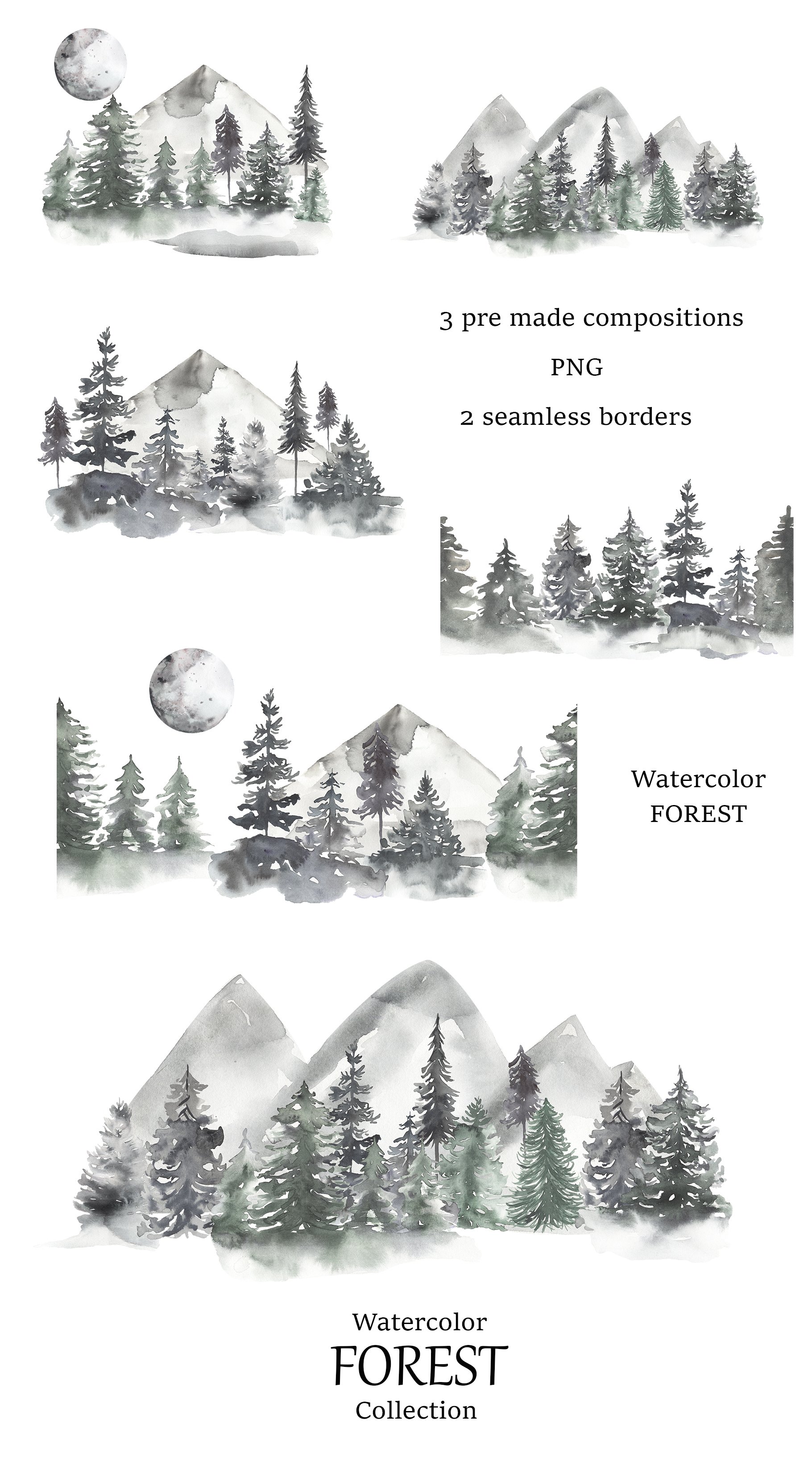 Watercolor Forest Collection Bundle
