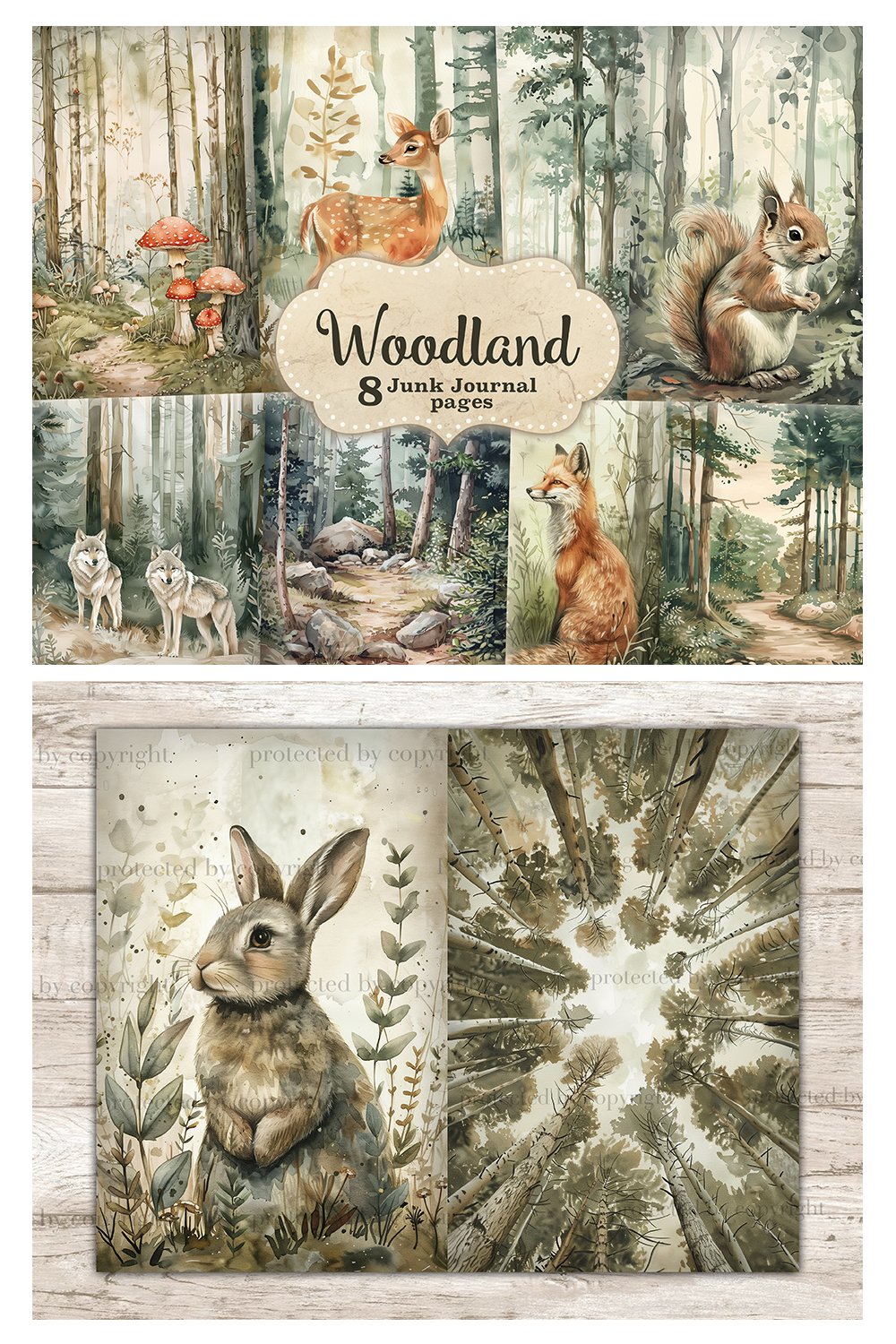 Woodland Junk Journal Page | Forest Animals Printable