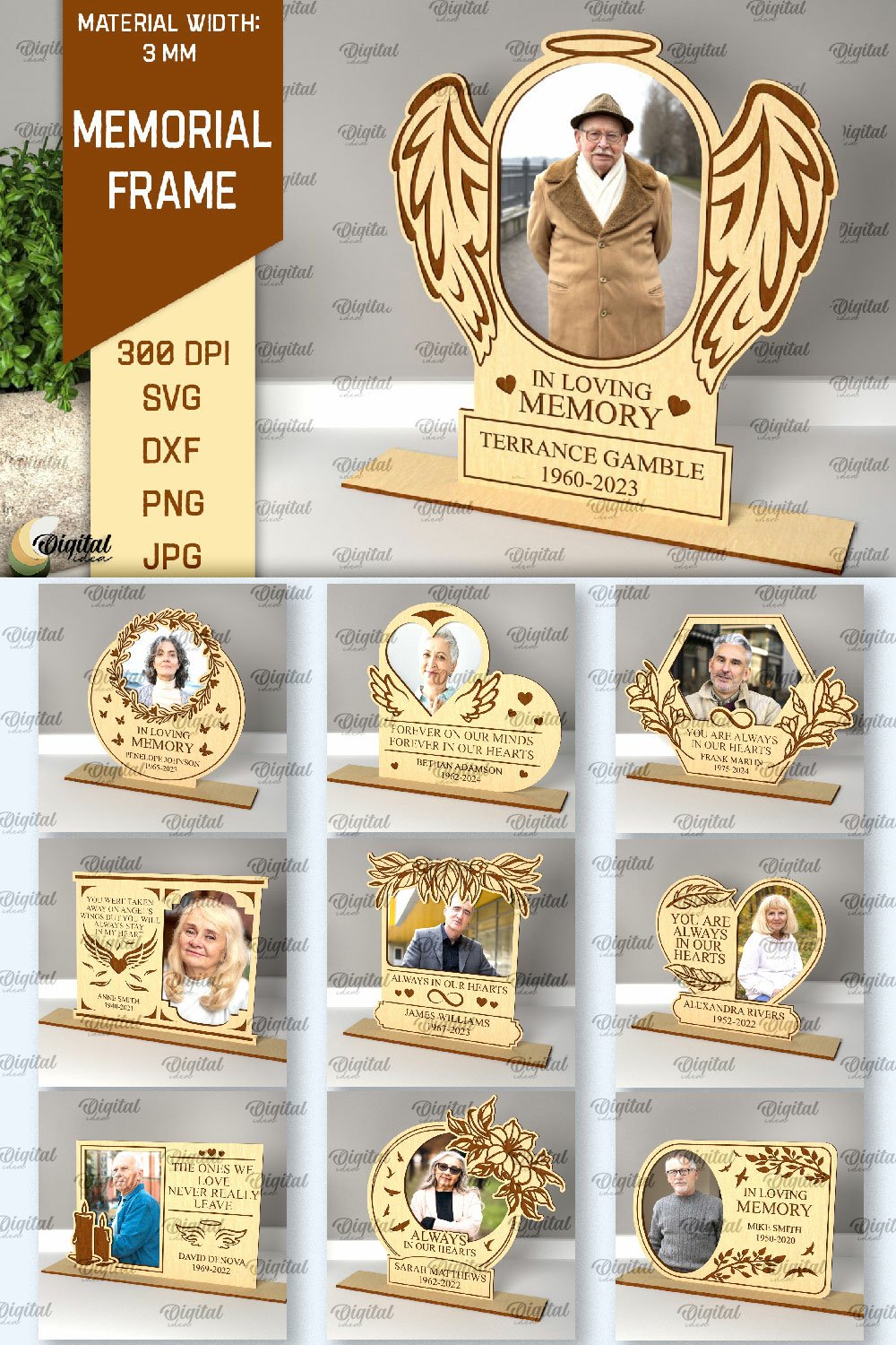Memorial Frames Laser Cut Bundle. Personalized Frames SVG