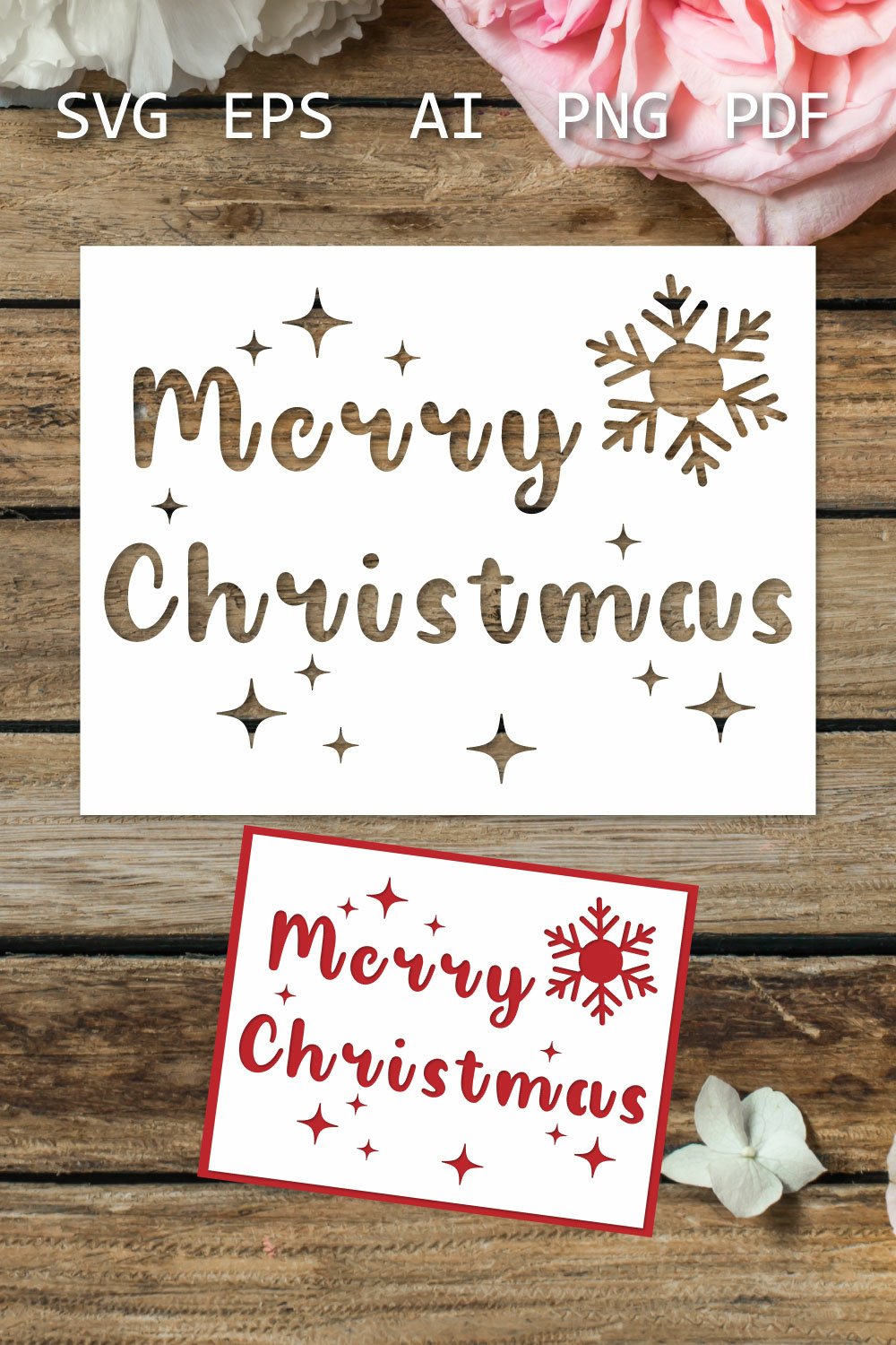 Christmas card design, Christmas paper cutting template SVG