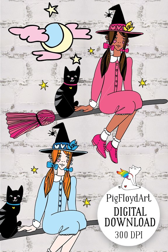 Halloween Patterns, Halloween Clipart, Digital Paper, Witch