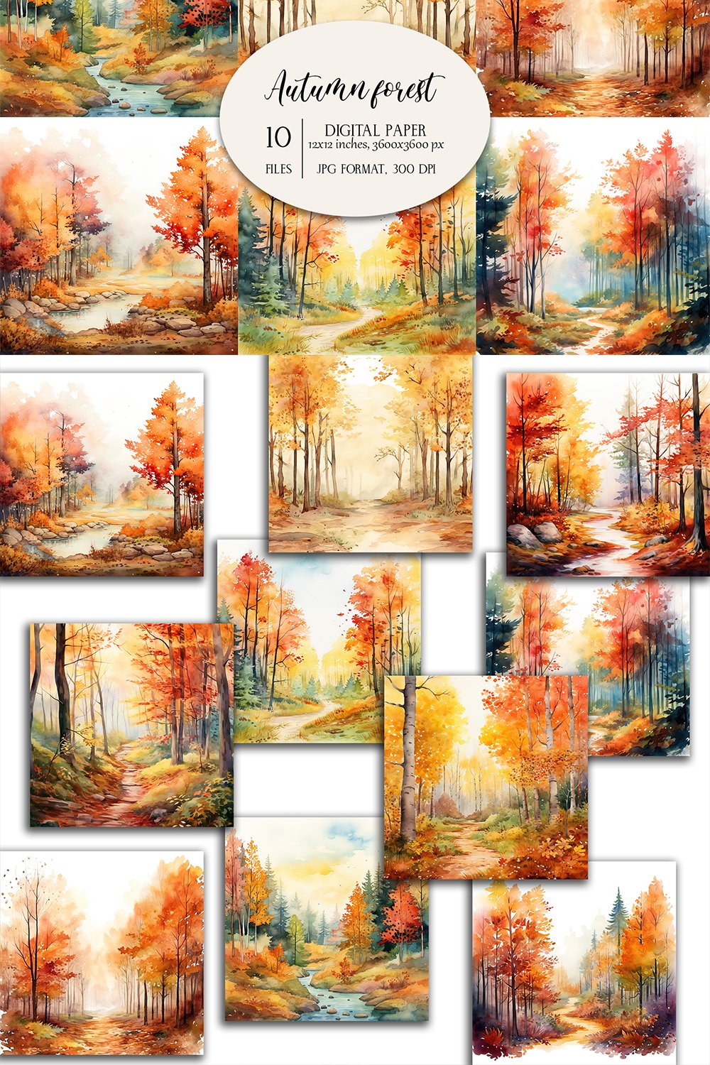 Autumn forest, digital paper