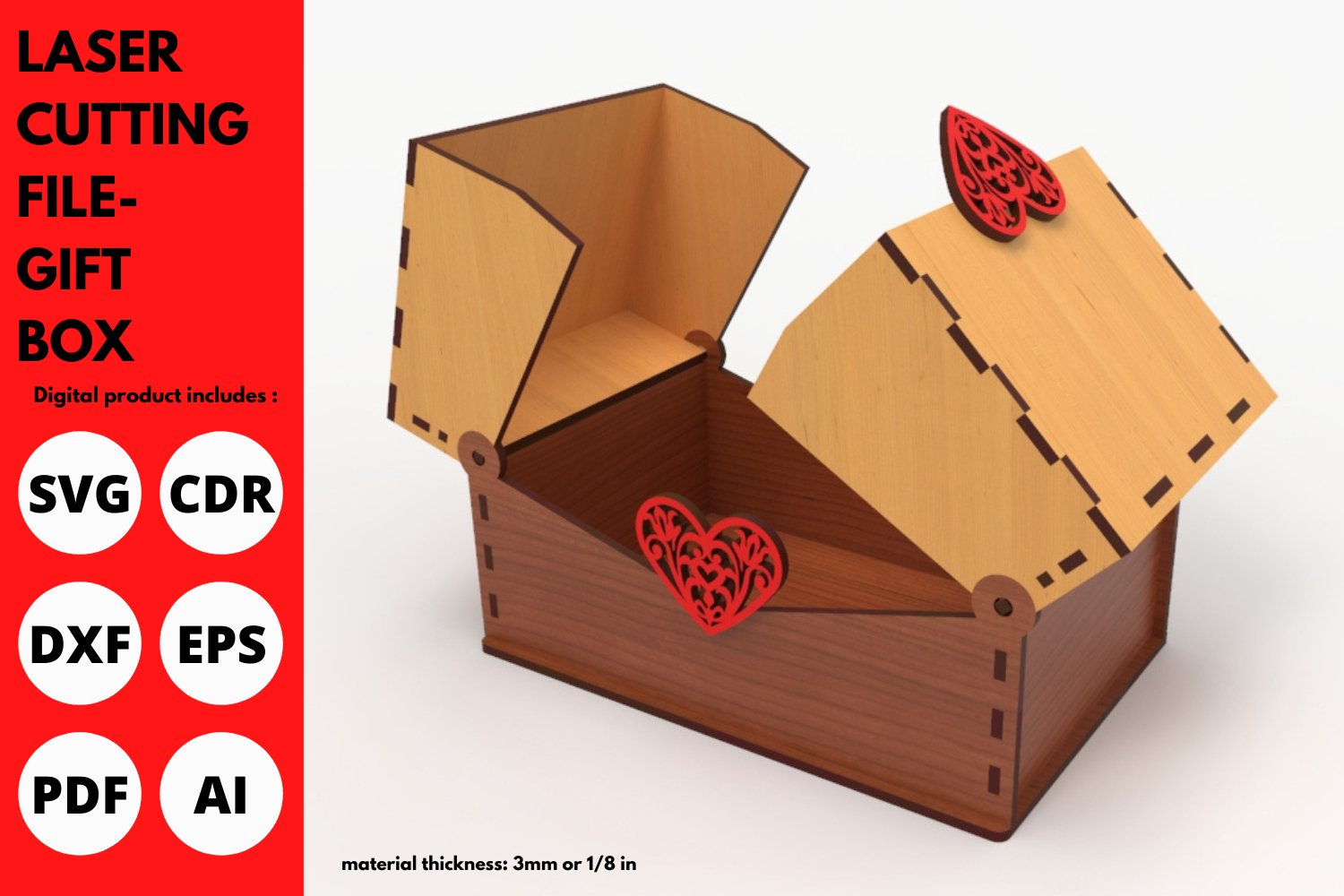 Gift Box - SVG - Laser cutting File (1318217)