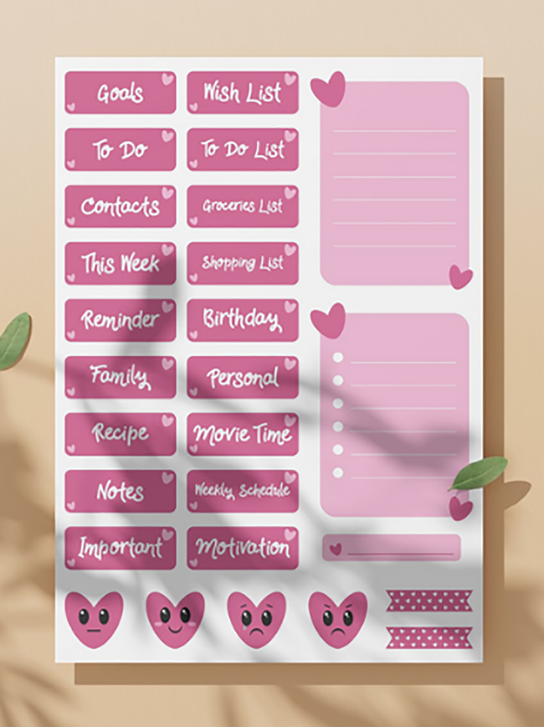 18 sets Planner Stickers Bundle - Heart Theme