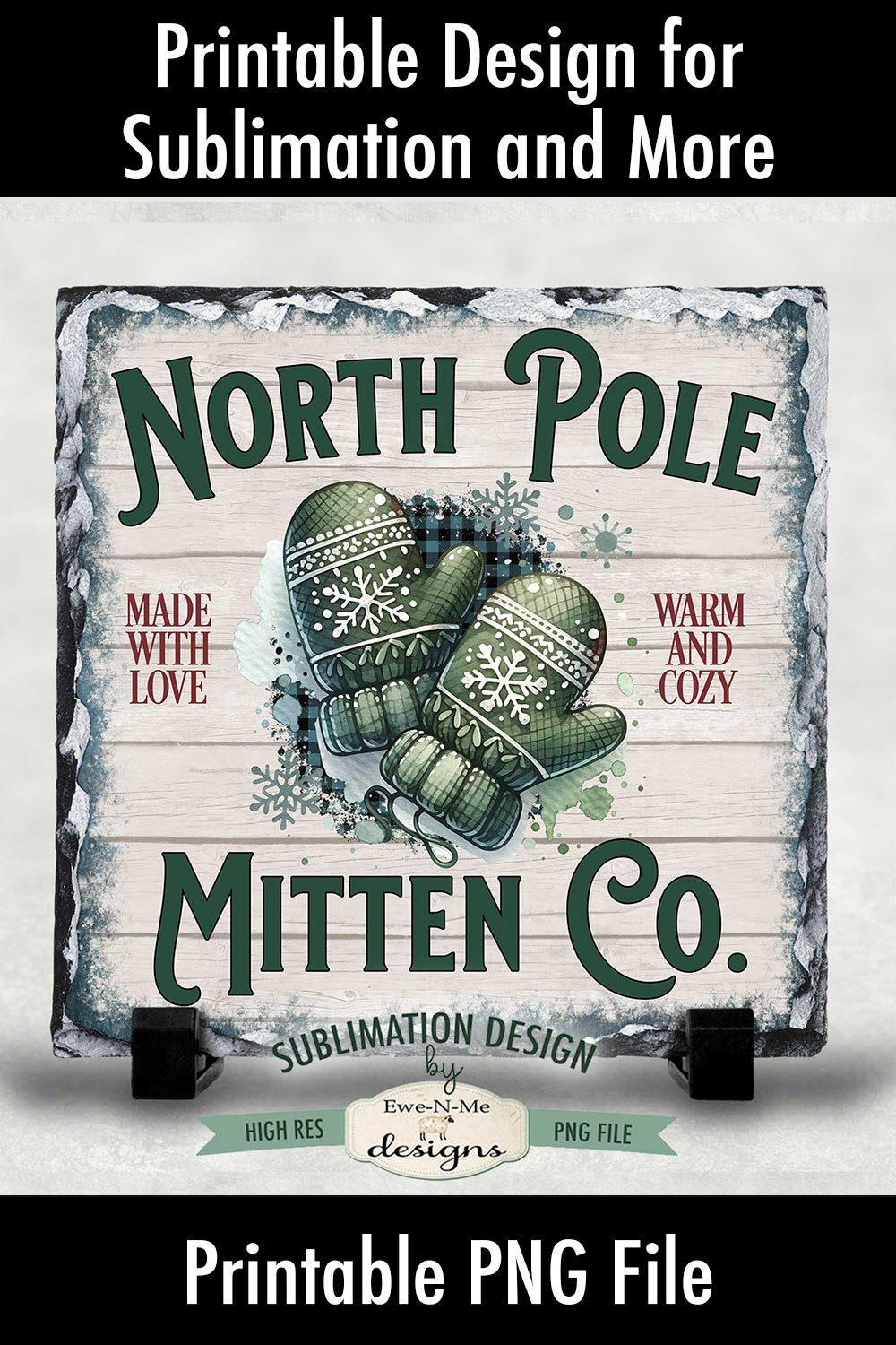 North Pole Mitten Co Sublimation Design | Vintage Sign PNG