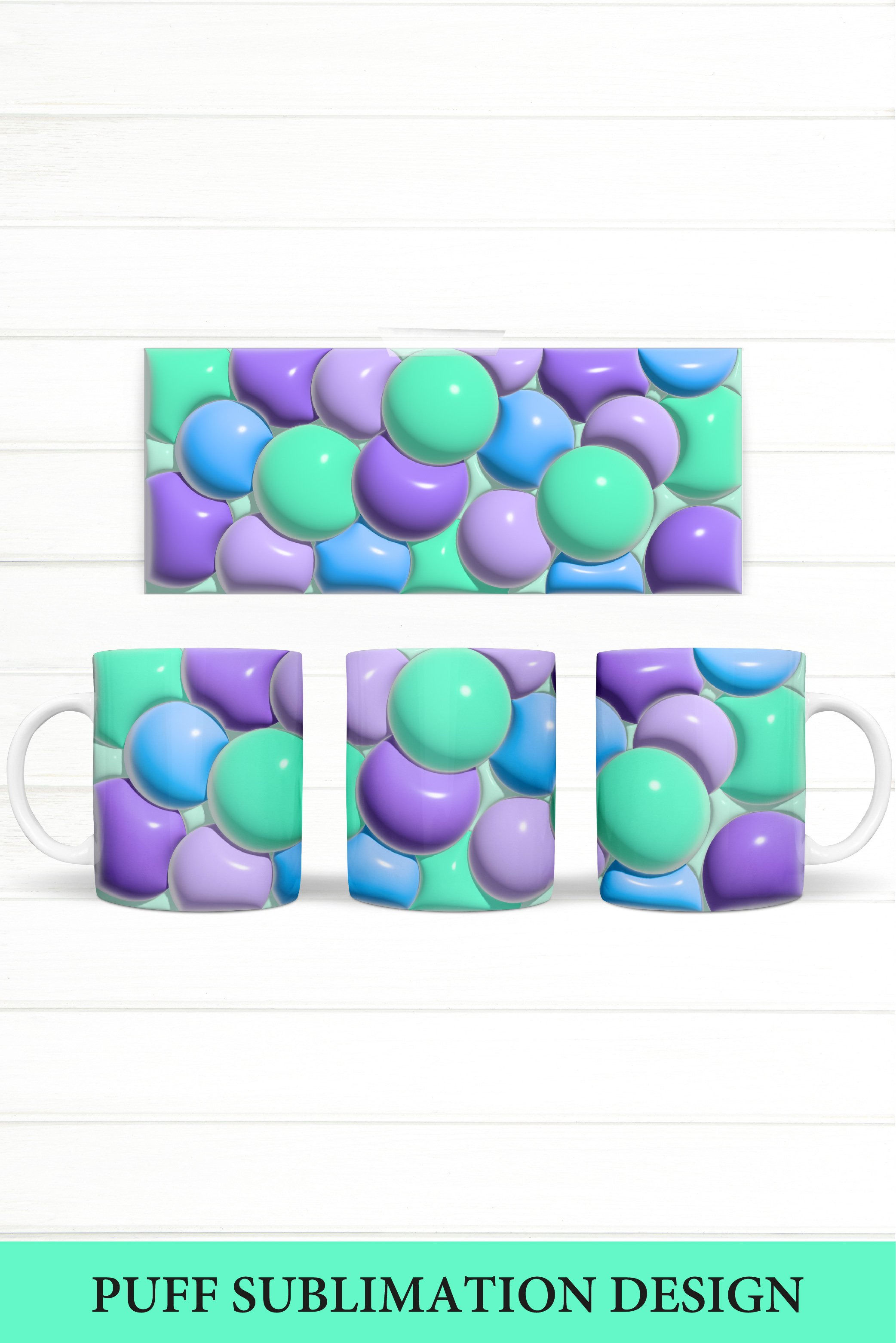 3D Puff Mug Sublimation. 3d Inflated Design