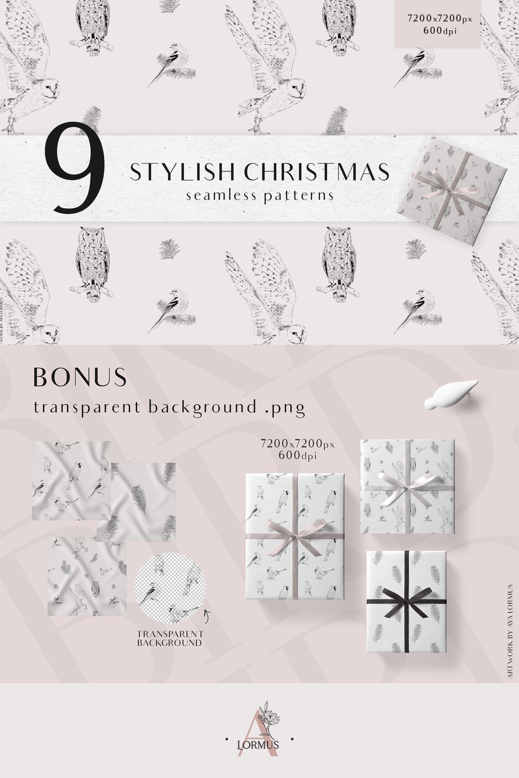 Christmas digital papers - Winter seamless patterns