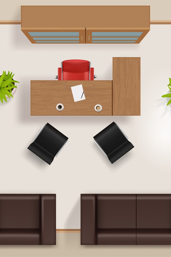 Office plan. Modern business building top view room floors w
