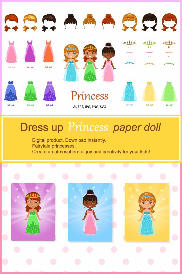 Cute Princesses. Dress up paper dolls
