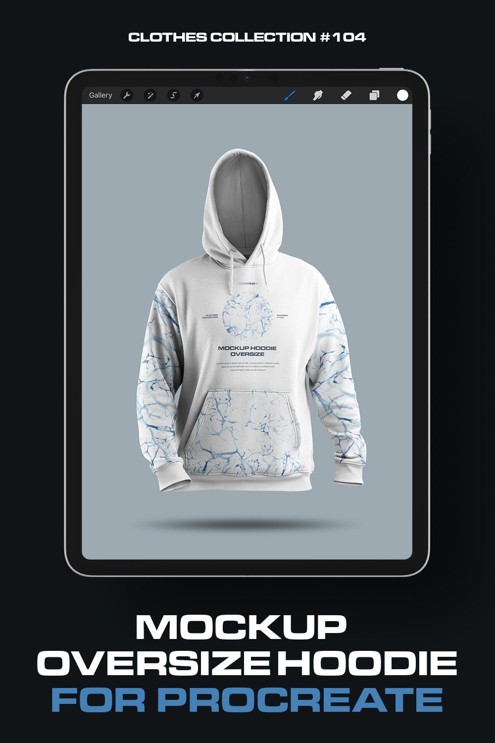 7 Mockups Oversize Hoodie in 3D Style for Procreate