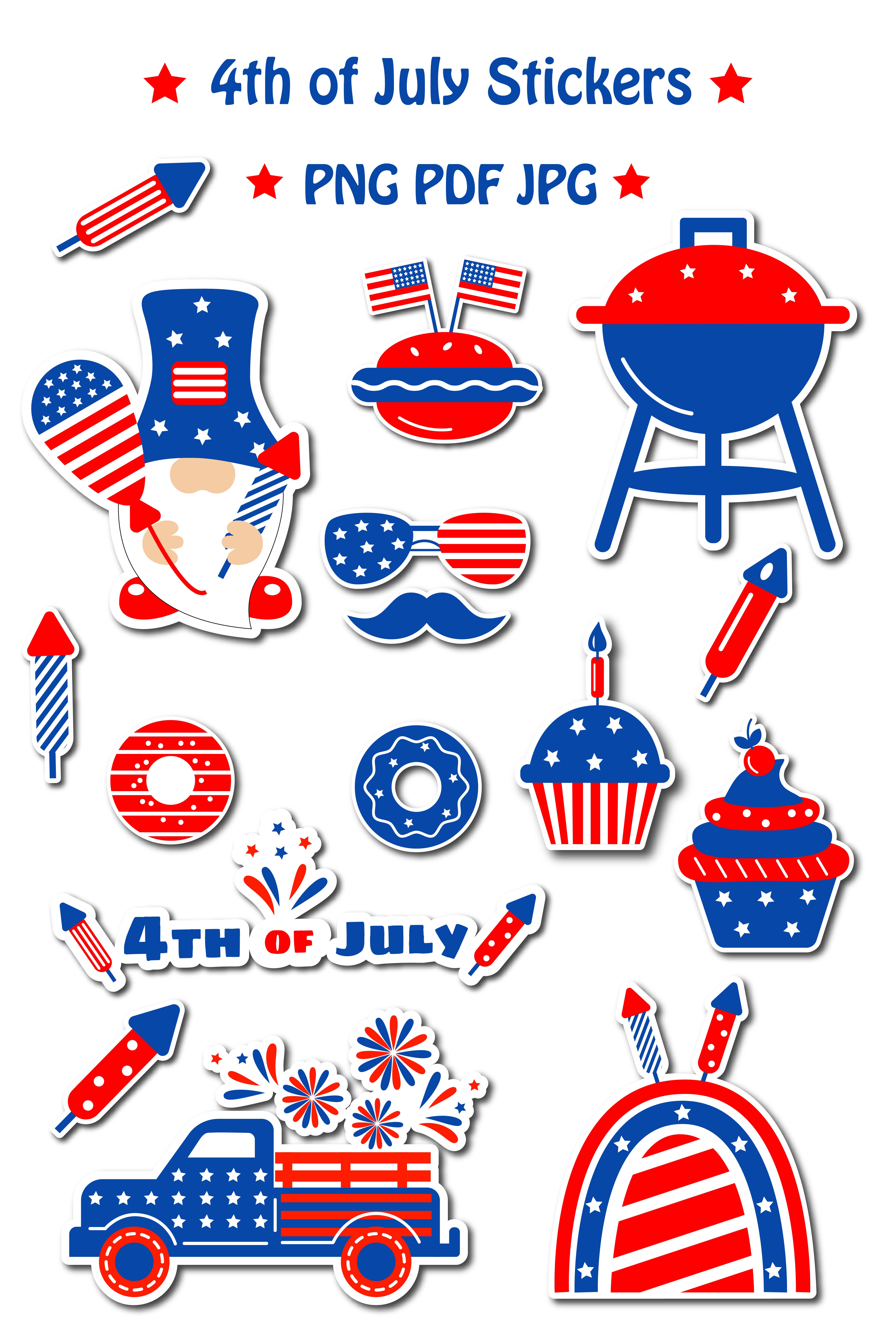 4th of July Stickers. Patriotic Stickers Bundle (1421692)