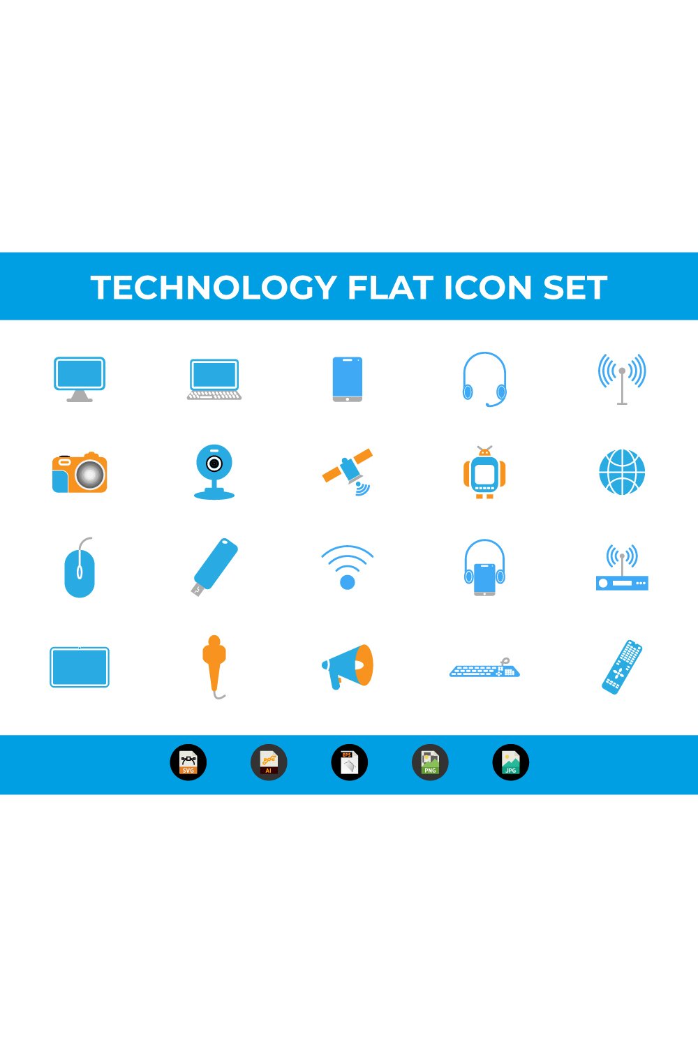 Flat Technology and Multimedia icons