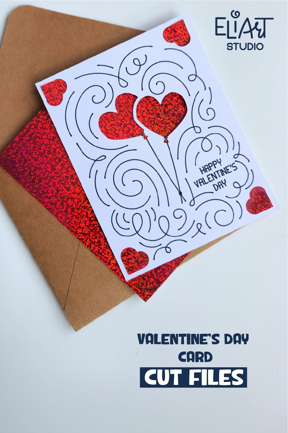 Happy Valentines Day Insert Card | Heart Balloons SVG Design