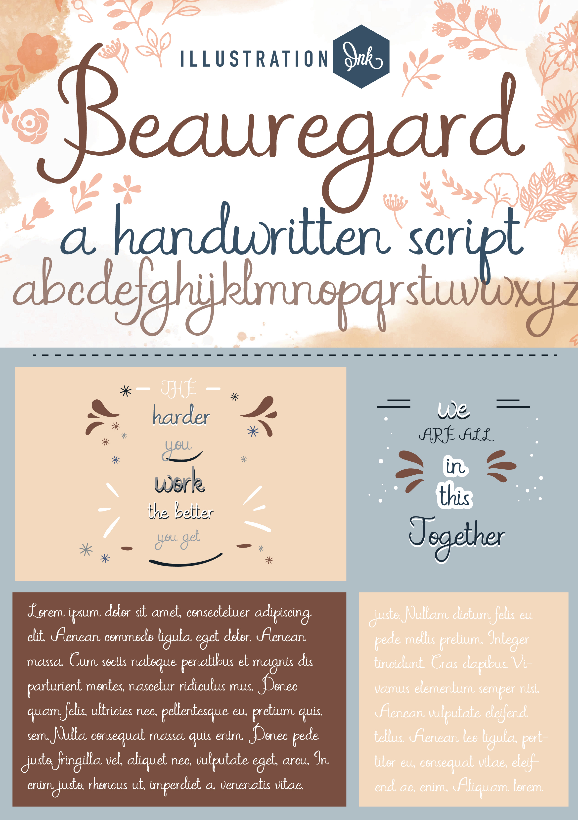 Hand-crafted, hand-written, script font