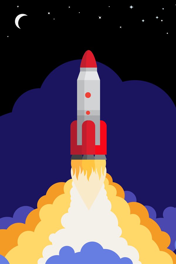 Space rocket launch illustration