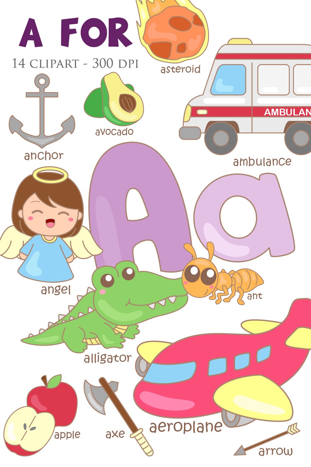 Alphabet A For Vocabulary Study Illustration Vector Cllipart