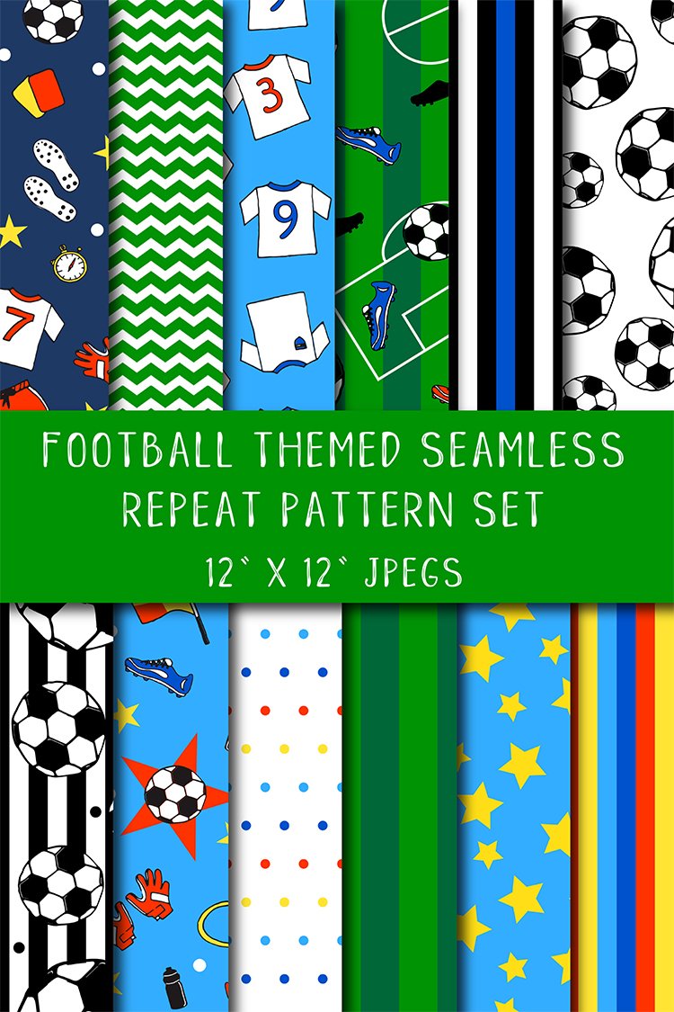 Soccer Football Hand Drawn Seamless Repeat Patterns