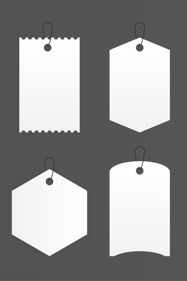 Price tags. Realistic square and round gift box labels, whit